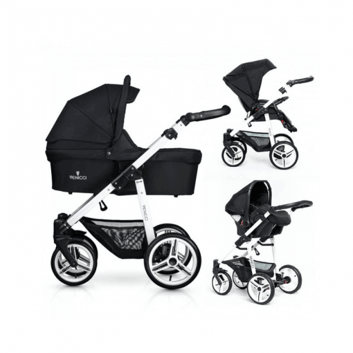 Venicci Soft Vento 3 in 1 Travel System (9 Piece Bundle) - Black/ White ...