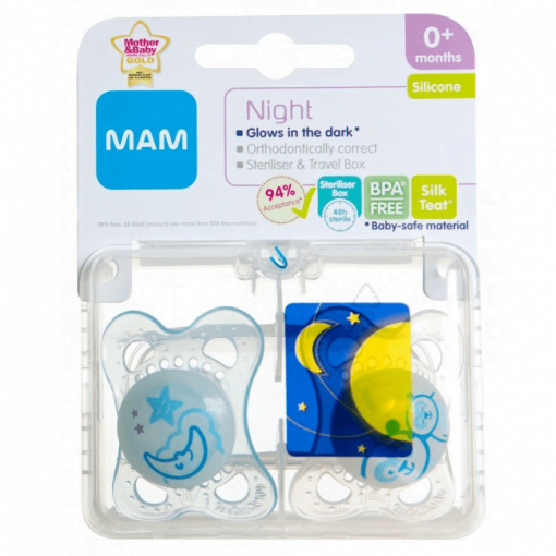 MAM Night 0+M Soother - Boy (Blue/White) - Olivers BabyCare
