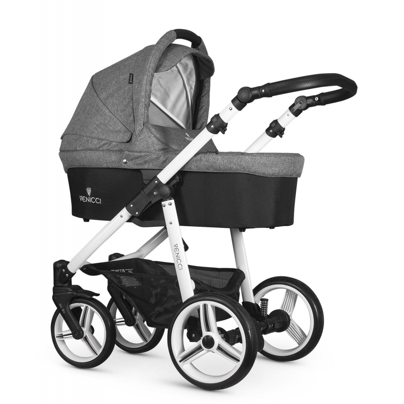 Venicci Soft 2 in 1 Travel System (7 Piece Bundle) - Denim Grey / White