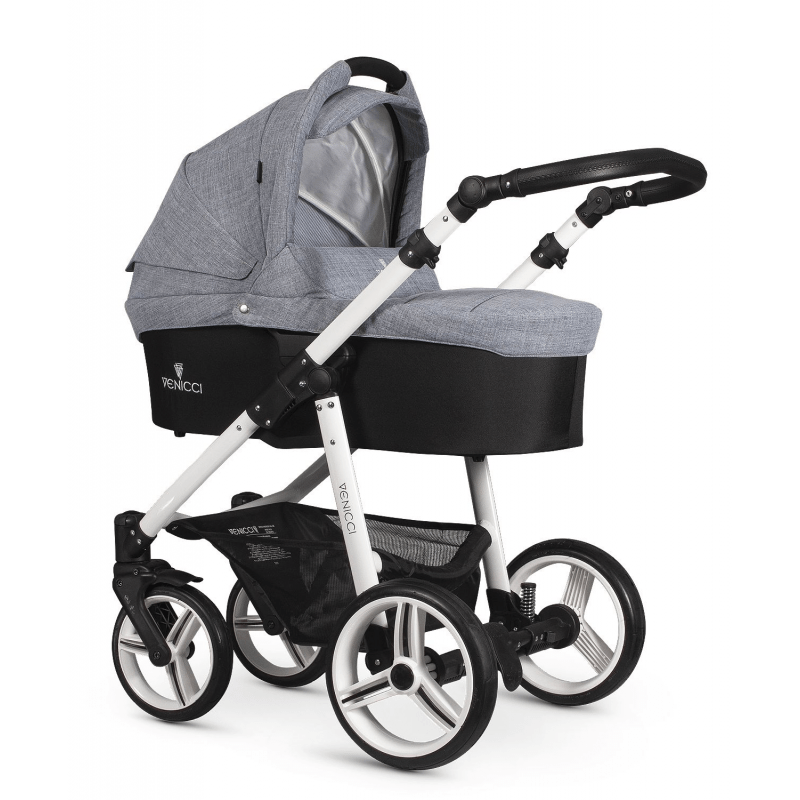 Venicci Soft 3 in 1 Travel System (9 Piece Bundle) - Medium Grey / White