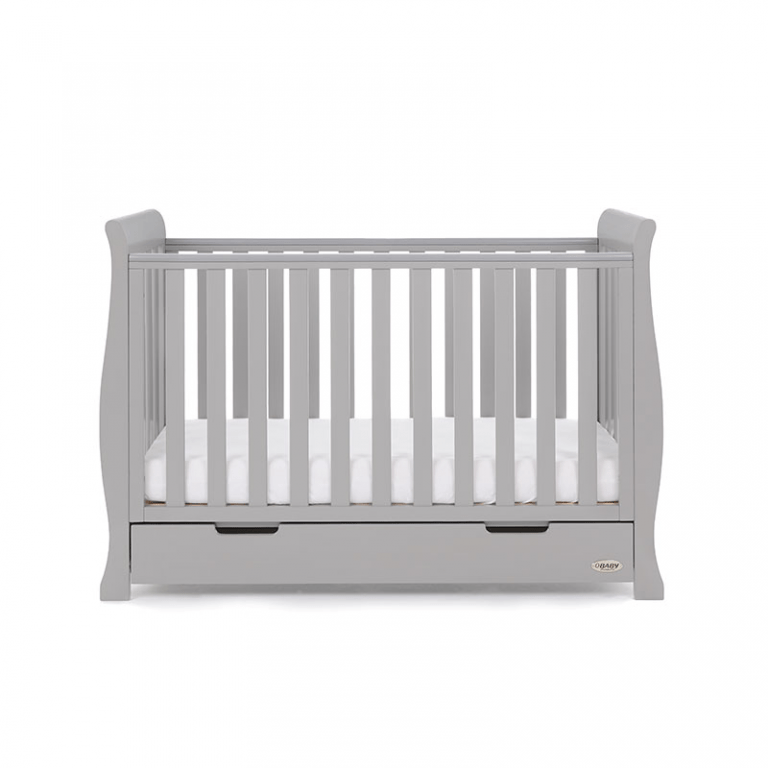 Obaby Stamford Mini Sleigh Cot Bed - Warm Grey - Olivers BabyCare