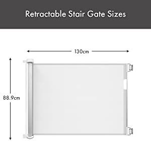 Callowesse Air Retractable Stair Gate - White | Extendable to 140cm