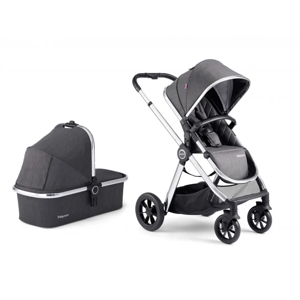 Babymore MeMore Pram & Pushchair 11 Piece - Chrome Slate | Grey