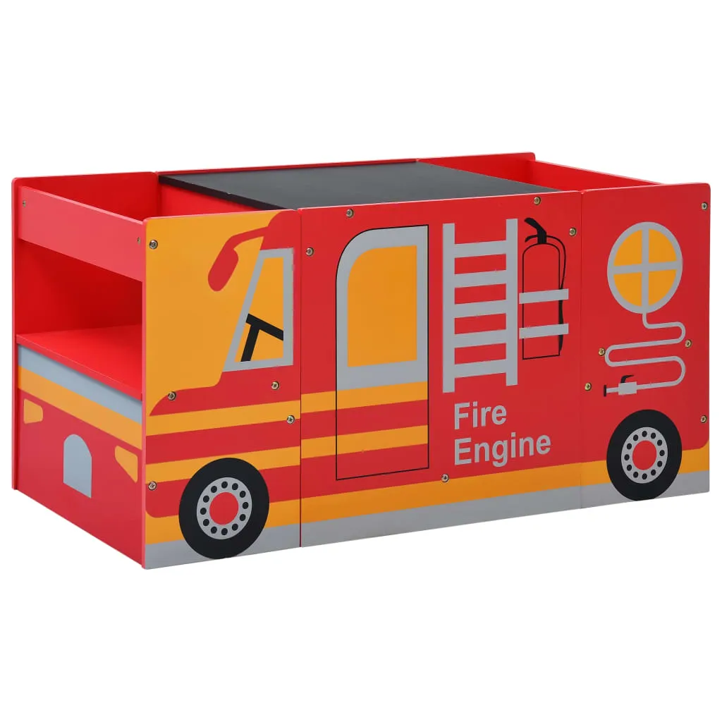 Tegmen Red 3-Piece Children's Fire Engine Table Set