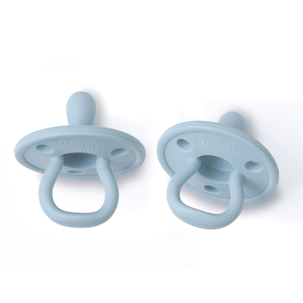 Gloop Silicone Pacifiers (Pack of 2) - Dusty Blue - Olivers BabyCare