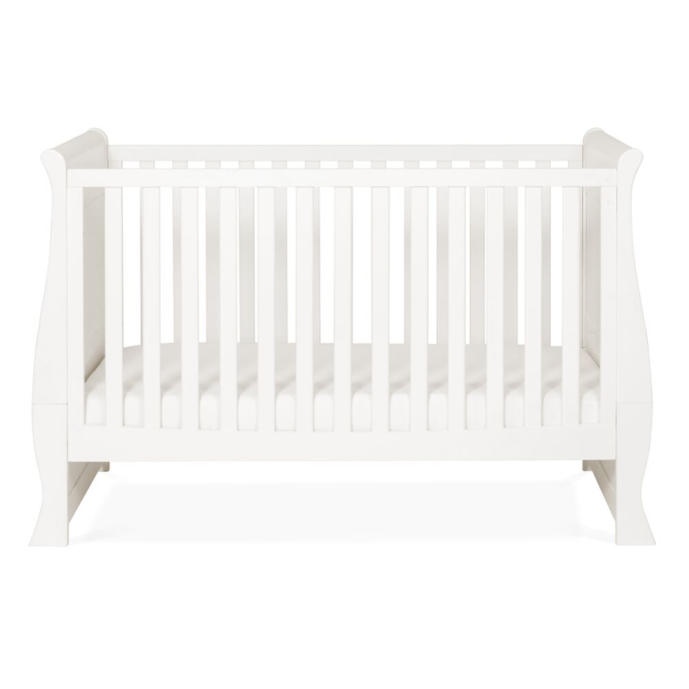 Silver Cross Nostalgia Sleigh Cot Bed and Dresser - White