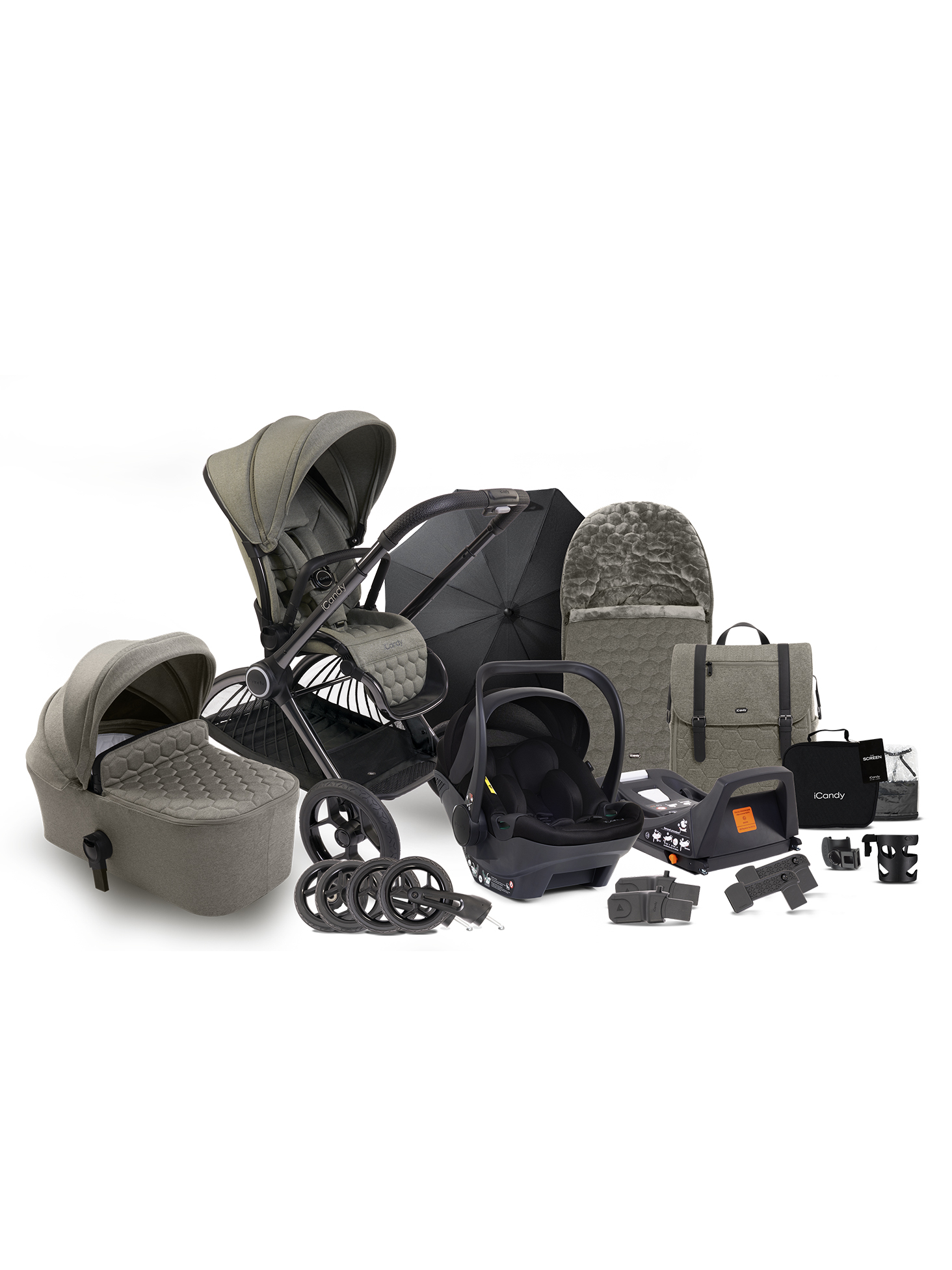 iCandy Core Pushchair and Carrycot - Complete Cocoon Car Seat Bundle ...