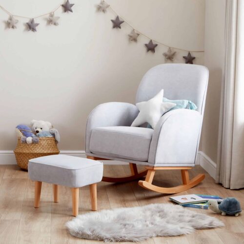 Babymore Lux Nursing Chair with Stool - Grey